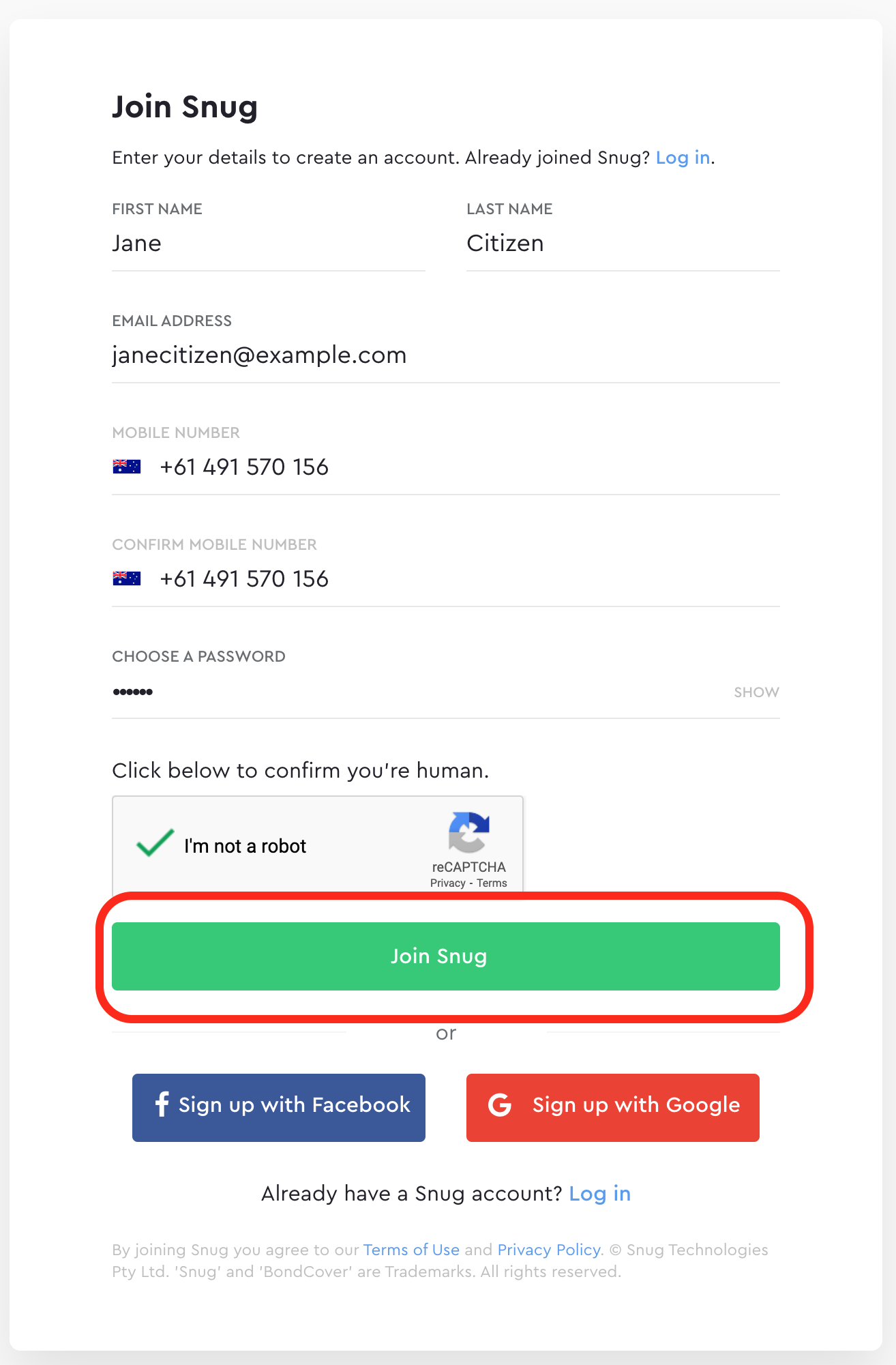 How to register a Snug user account – Snug Help